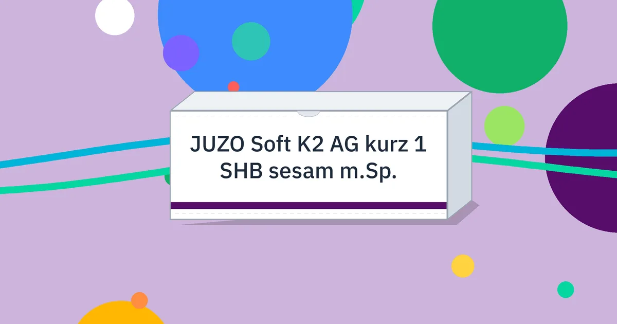 Symbolbild: Packung mit der Aufschrift JUZO Soft K2 AG kurz 1 SHB sesam m.Sp. (PZN 11307919) – Verfügbarkeit und Bezug in Apotheken in Frankfurt am Main