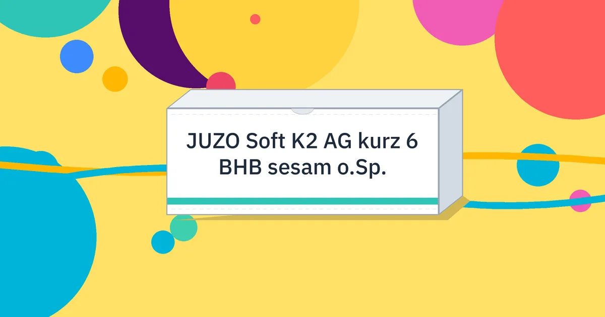 Symbolbild: Packung mit der Aufschrift JUZO Soft K2 AG kurz 6 BHB sesam o.Sp. (PZN 14826815) – Verfügbarkeit und Bezug in Apotheken in Frankfurt am Main