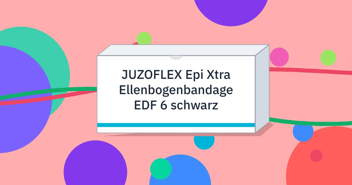 Symbolbild: Packung mit der Aufschrift JUZOFLEX Epi Xtra Ellenbogenbandage EDF 6 schwarz (PZN 16635634) – Verfügbarkeit und Bezug in Apotheken in Frankfurt am Main