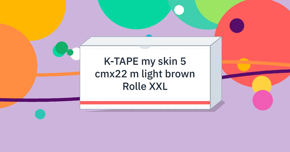 Symbolbild: Packung mit der Aufschrift K-TAPE my skin 5 cmx22 m light brown Rolle XXL (PZN 17455489) – Verfügbarkeit und Bezug in Apotheken in Frankfurt am Main