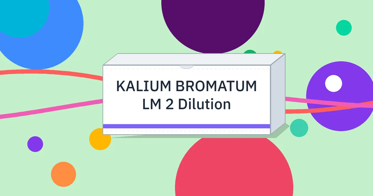Symbolbild: Packung mit der Aufschrift KALIUM BROMATUM LM 2 Dilution (PZN 12917784) – Verfügbarkeit und Bezug in Apotheken in Frankfurt am Main