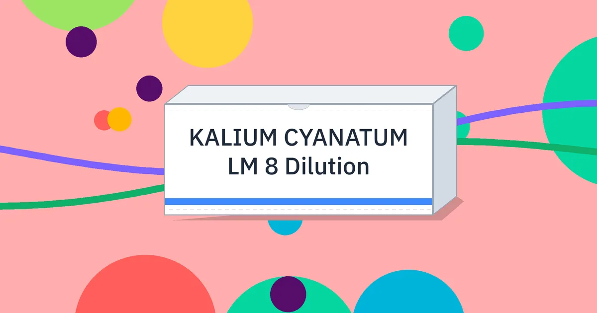Symbolbild: Packung mit der Aufschrift KALIUM CYANATUM LM 8 Dilution (PZN 12920533) – Verfügbarkeit und Bezug in Apotheken in Frankfurt am Main