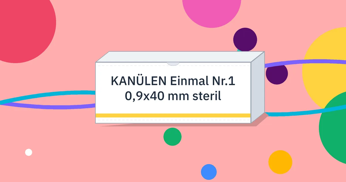Symbolbild: Packung mit der Aufschrift KANÜLEN Einmal Nr.1 0,9x40 mm steril (PZN 17242747) – Verfügbarkeit und Bezug in Apotheken in Frankfurt am Main