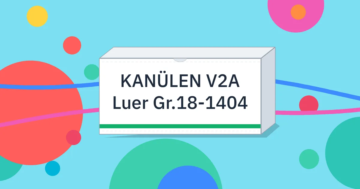 Symbolbild: Packung mit der Aufschrift KANÜLEN V2A Luer Gr.18-1404 (PZN 02439728) – Verfügbarkeit und Bezug in Apotheken in Frankfurt am Main
