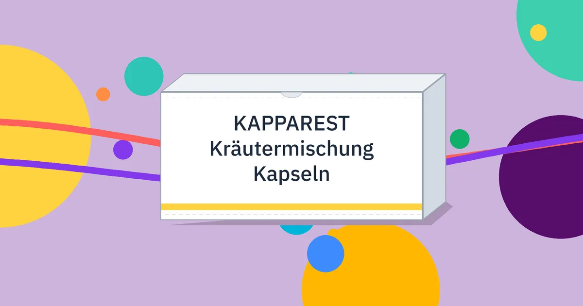 Symbolbild: Packung mit der Aufschrift KAPPAREST Kräutermischung Kapseln (PZN 16827339) – Verfügbarkeit und Bezug in Apotheken in Frankfurt am Main