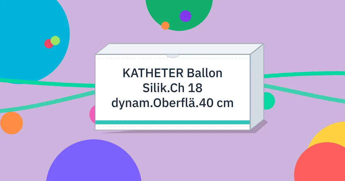 Symbolbild: Packung mit der Aufschrift KATHETER Ballon Silik.Ch 18 dynam.Oberflä.40 cm (PZN 00499459) – Verfügbarkeit und Bezug in Apotheken in Frankfurt am Main