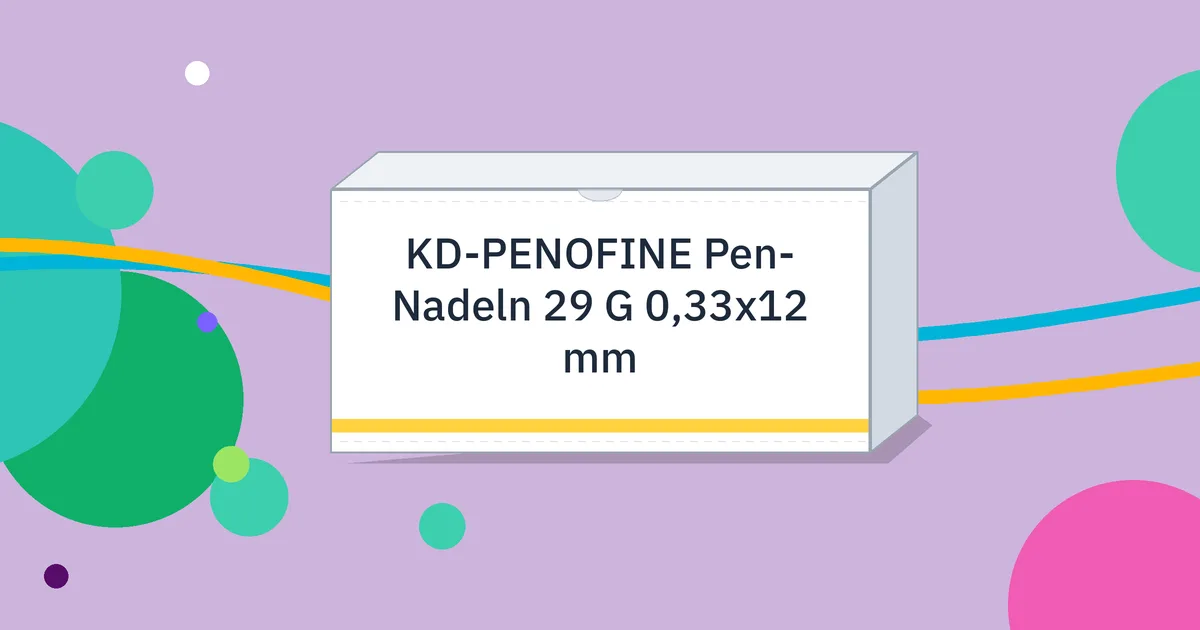 Symbolbild: Packung mit der Aufschrift KD-PENOFINE Pen-Nadeln 29 G 0,33x12 mm (PZN 20377735) – Verfügbarkeit und Bezug in Apotheken in Frankfurt am Main