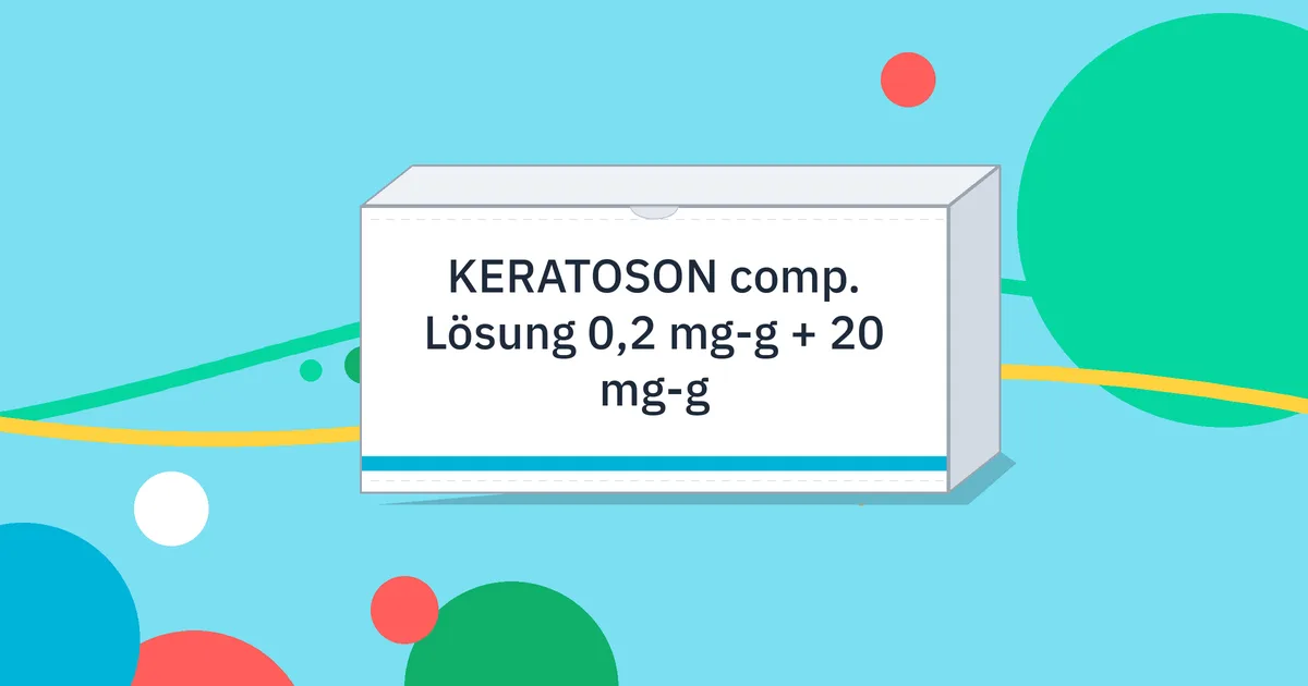 Symbolbild: Packung mit der Aufschrift KERATOSON comp. Lösung 0,2 mg-g + 20 mg-g (PZN 18213222) – Verfügbarkeit und Bezug in Apotheken in Frankfurt am Main