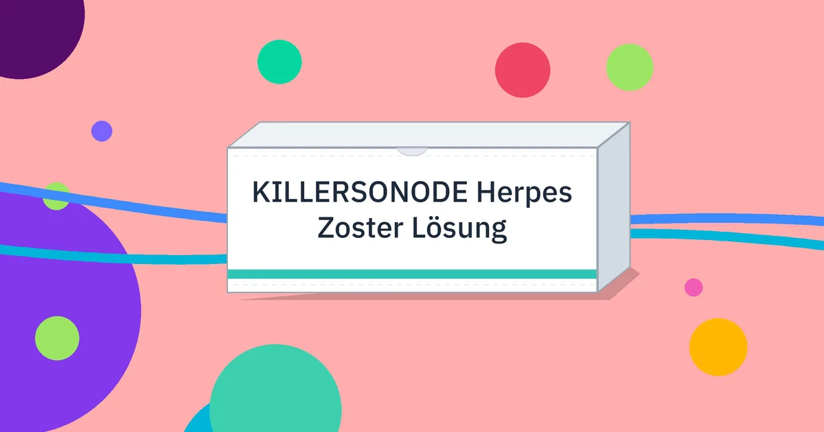 Symbolbild: Packung mit der Aufschrift KILLERSONODE Herpes Zoster Lösung (PZN 11189035) – Verfügbarkeit und Bezug in Apotheken in Frankfurt am Main
