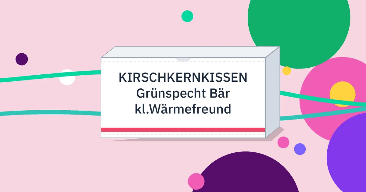 Symbolbild: Packung mit der Aufschrift KIRSCHKERNKISSEN Grünspecht Bär kl.Wärmefreund (PZN 13767128) – Verfügbarkeit und Bezug in Apotheken in Frankfurt am Main