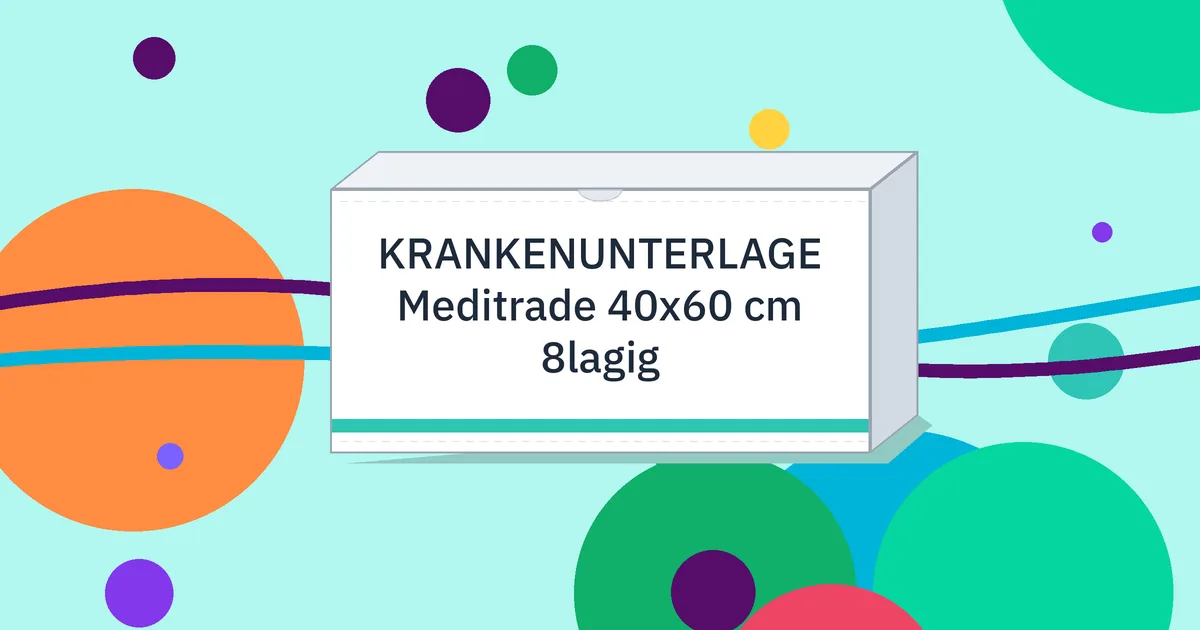 Symbolbild: Packung mit der Aufschrift KRANKENUNTERLAGE Meditrade 40x60 cm 8lagig (PZN 00559612) – Verfügbarkeit und Bezug in Apotheken in Frankfurt am Main
