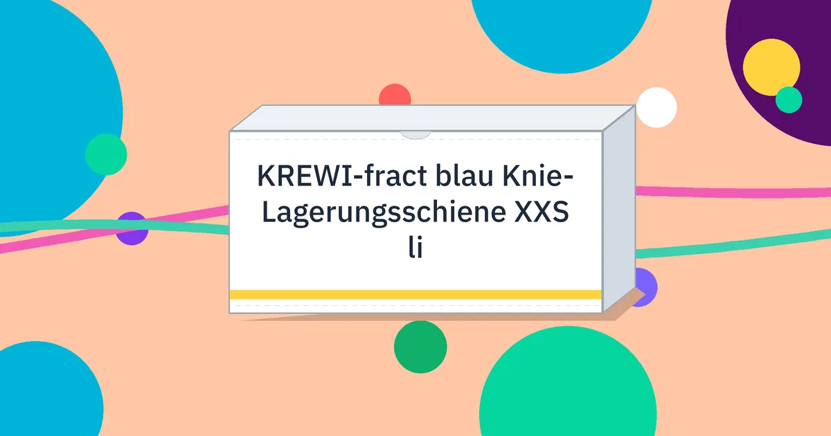 Symbolbild: Packung mit der Aufschrift KREWI-fract blau Knie-Lagerungsschiene XXS li (PZN 17300077) – Verfügbarkeit und Bezug in Apotheken in Frankfurt am Main