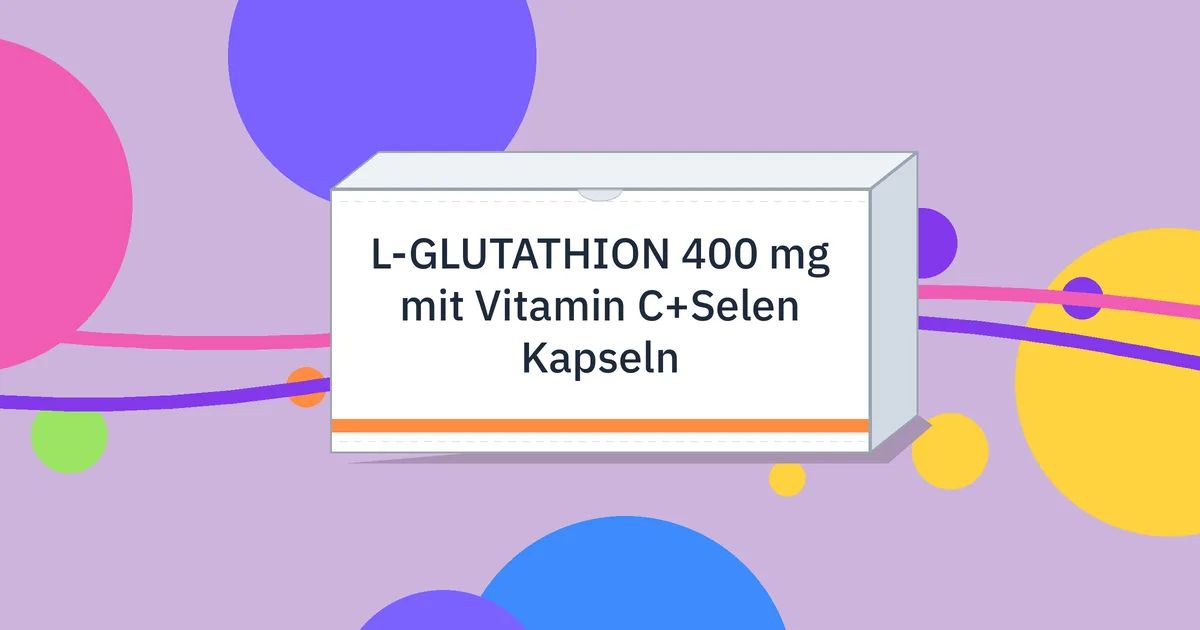 Symbolbild: Packung mit der Aufschrift L-GLUTATHION 400 mg mit Vitamin C+Selen Kapseln (PZN 18170197) – Verfügbarkeit und Bezug in Apotheken in Frankfurt am Main