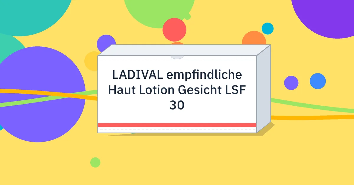 Symbolbild: Packung mit der Aufschrift LADIVAL empfindliche Haut Lotion Gesicht LSF 30 (PZN 19362792) – Verfügbarkeit und Bezug in Apotheken in Frankfurt am Main
