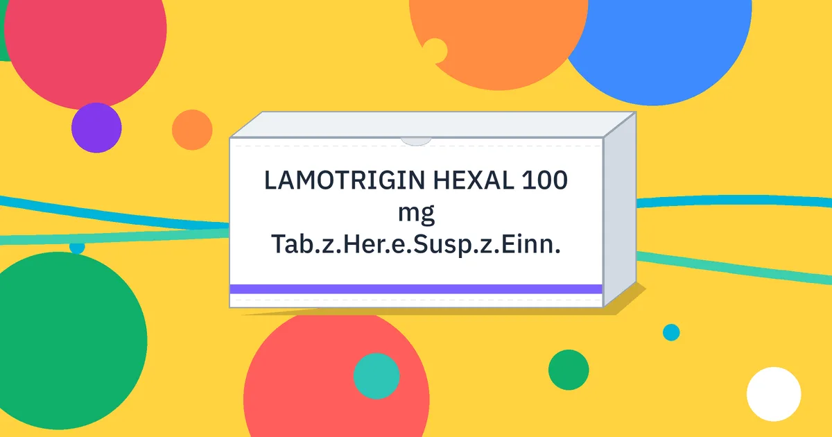 Symbolbild: Packung mit der Aufschrift LAMOTRIGIN HEXAL 100 mg Tab.z.Her.e.Susp.z.Einn. (PZN 04220767) – Verfügbarkeit und Bezug in Apotheken in Frankfurt am Main