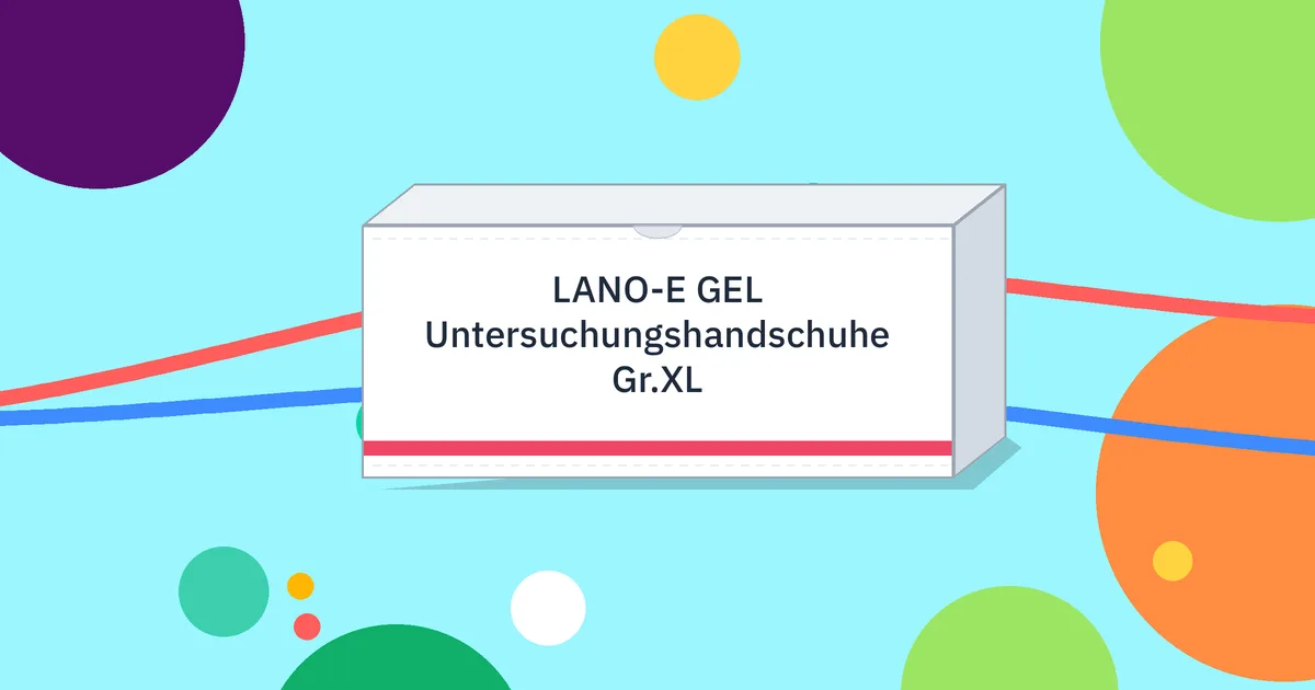 Symbolbild: Packung mit der Aufschrift LANO-E GEL Untersuchungshandschuhe Gr.XL (PZN 04010722) – Verfügbarkeit und Bezug in Apotheken in Frankfurt am Main