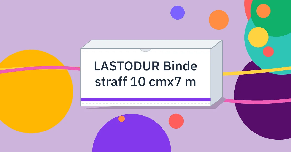 Symbolbild: Packung mit der Aufschrift LASTODUR Binde straff 10 cmx7 m (PZN 14306895) – Verfügbarkeit und Bezug in Apotheken in Frankfurt am Main