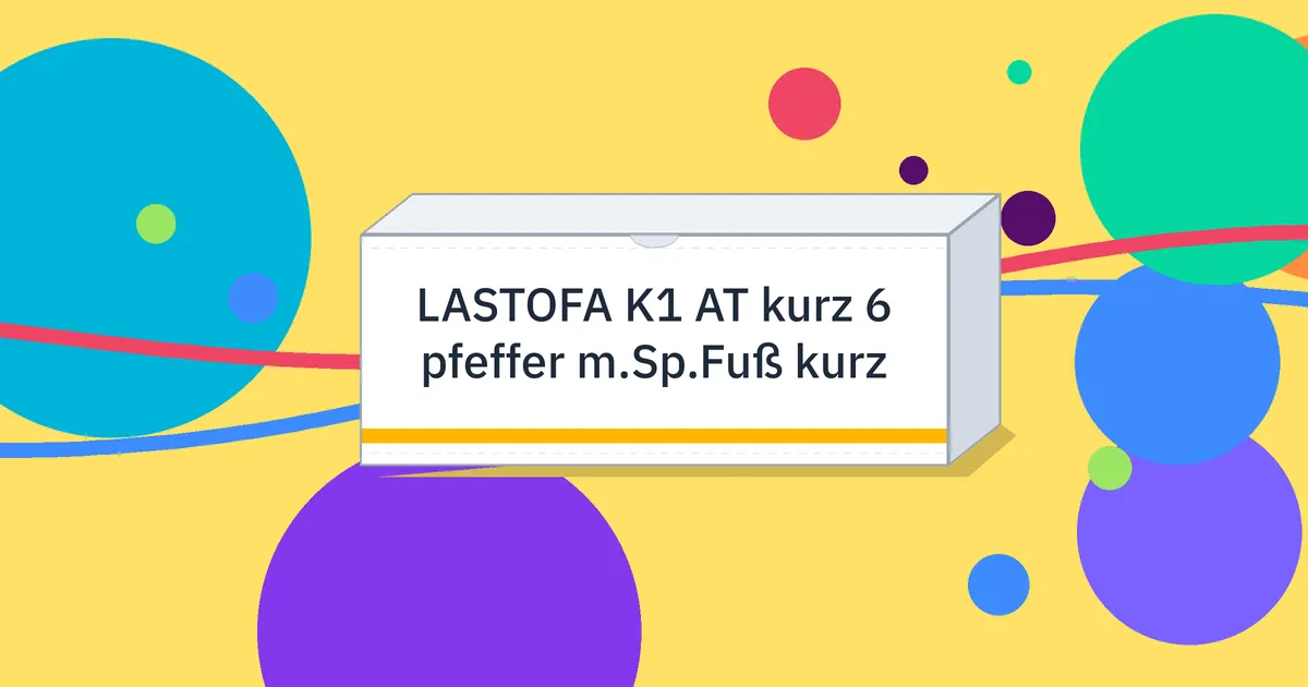 Symbolbild: Packung mit der Aufschrift LASTOFA K1 AT kurz 6 pfeffer m.Sp.Fuß kurz (PZN 13797135) – Verfügbarkeit und Bezug in Apotheken in Frankfurt am Main