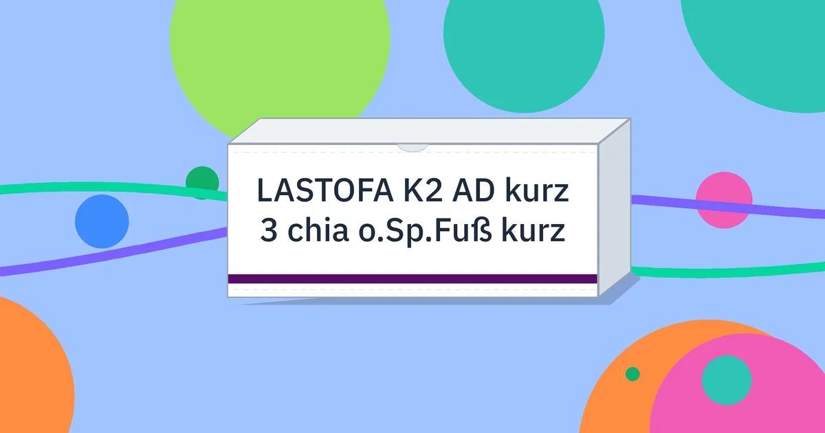 Symbolbild: Packung mit der Aufschrift LASTOFA K2 AD kurz 3 chia o.Sp.Fuß kurz (PZN 13800156) – Verfügbarkeit und Bezug in Apotheken in Frankfurt am Main