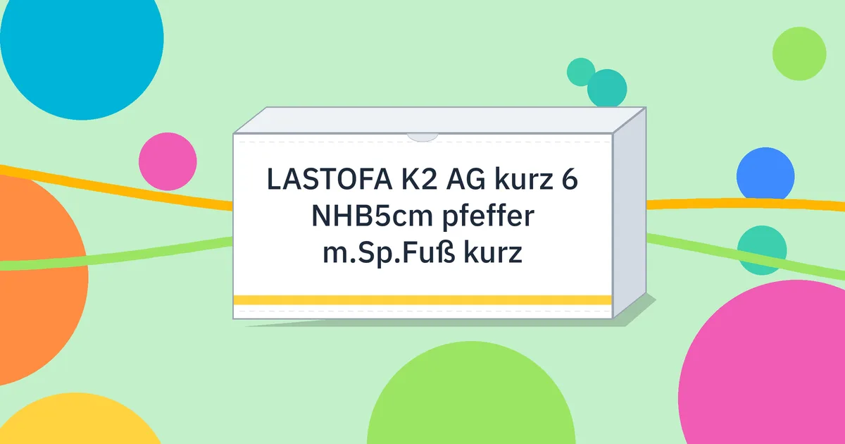 Symbolbild: Packung mit der Aufschrift LASTOFA K2 AG kurz 6 NHB5cm pfeffer m.Sp.Fuß kurz (PZN 13808034) – Verfügbarkeit und Bezug in Apotheken in Frankfurt am Main