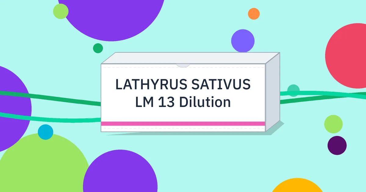 Symbolbild: Packung mit der Aufschrift LATHYRUS SATIVUS LM 13 Dilution (PZN 13523573) – Verfügbarkeit und Bezug in Apotheken in Frankfurt am Main
