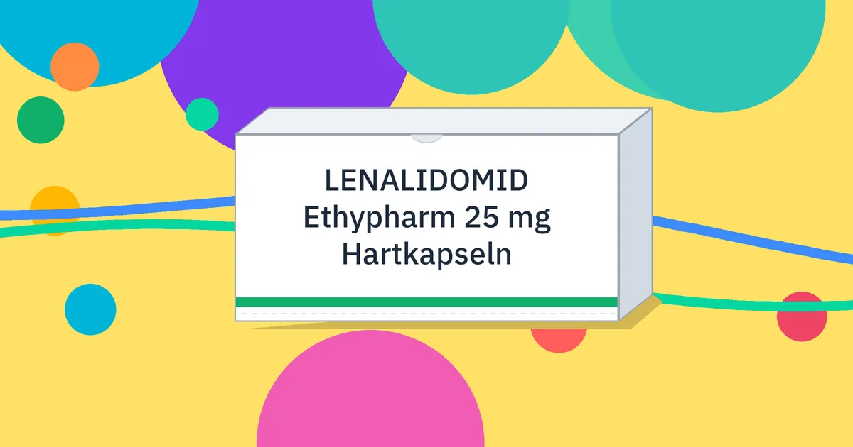 Symbolbild: Packung mit der Aufschrift LENALIDOMID Ethypharm 25 mg Hartkapseln (PZN 17629788) – Verfügbarkeit und Bezug in Apotheken in Frankfurt am Main
