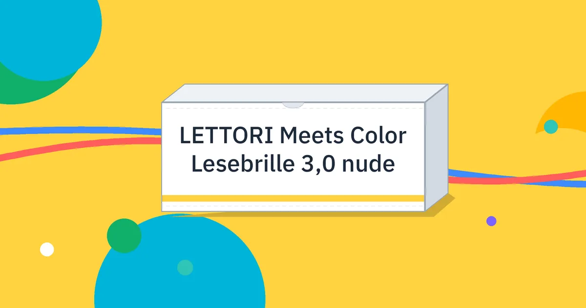 Symbolbild: Packung mit der Aufschrift LETTORI Meets Color Lesebrille 3,0 nude (PZN 11118041) – Verfügbarkeit und Bezug in Apotheken in Frankfurt am Main