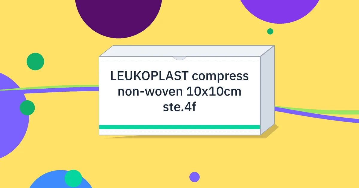 Symbolbild: Packung mit der Aufschrift LEUKOPLAST compress non-woven 10x10cm ste.4f (PZN 19513943) – Verfügbarkeit und Bezug in Apotheken in Frankfurt am Main