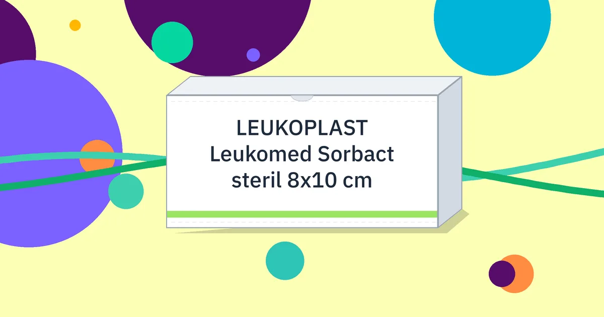 Symbolbild: Packung mit der Aufschrift LEUKOPLAST Leukomed Sorbact steril 8x10 cm (PZN 14220018) – Verfügbarkeit und Bezug in Apotheken in Frankfurt am Main