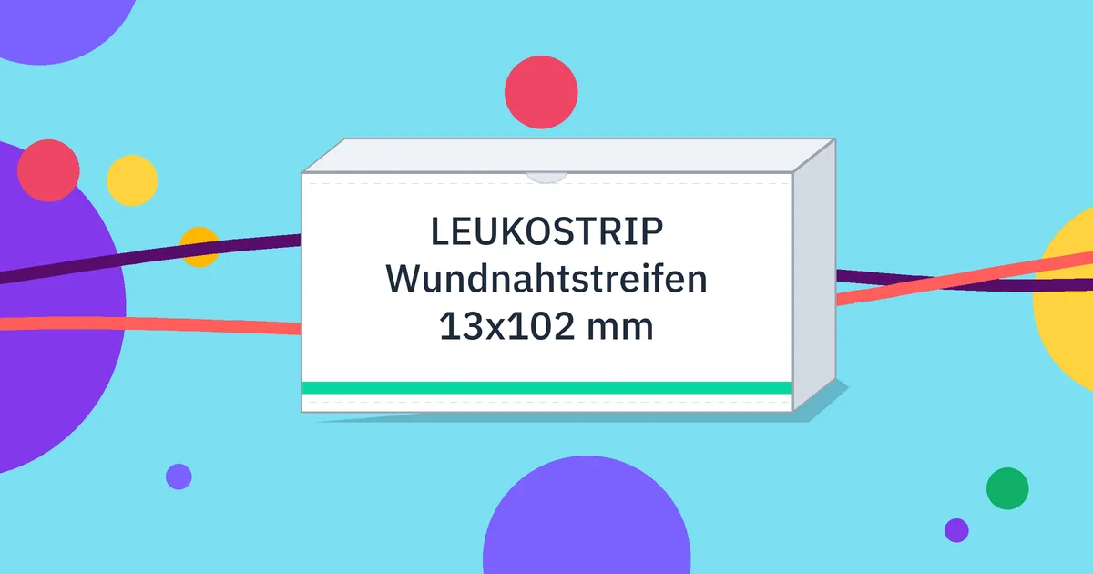 Symbolbild: Packung mit der Aufschrift LEUKOSTRIP Wundnahtstreifen 13x102 mm (PZN 17832087) – Verfügbarkeit und Bezug in Apotheken in Frankfurt am Main