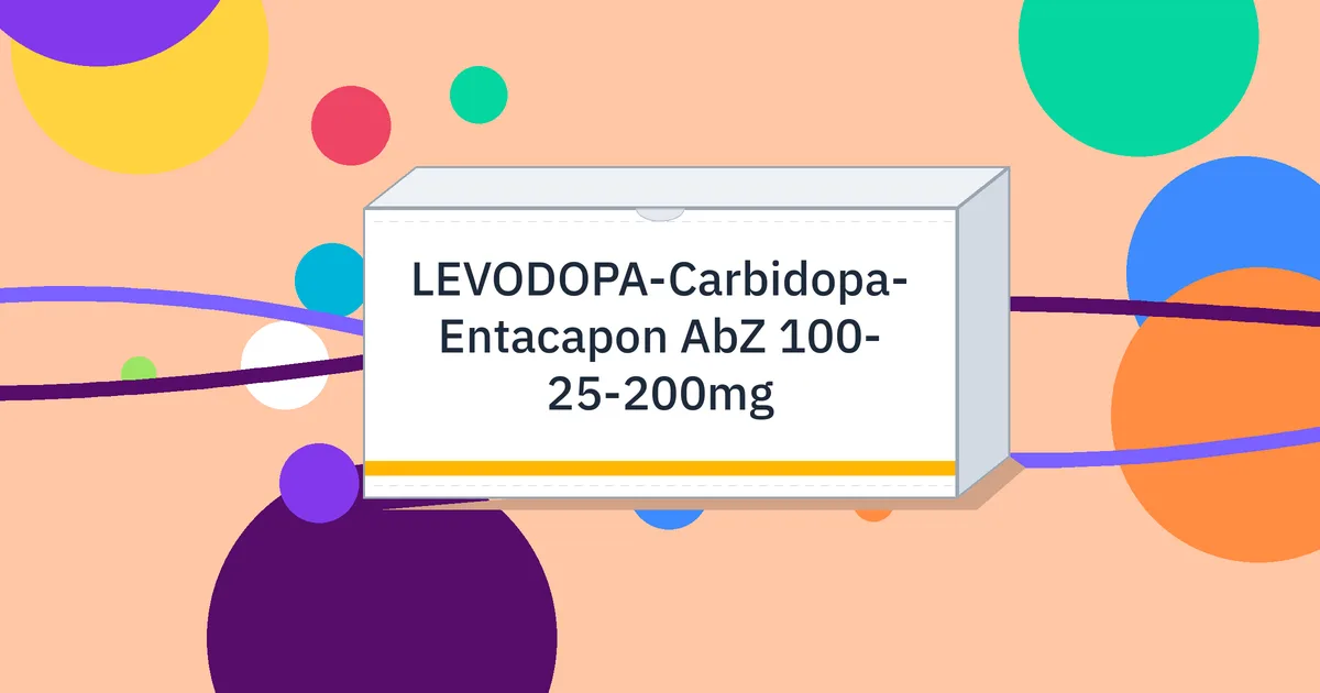Symbolbild: Packung mit der Aufschrift LEVODOPA-Carbidopa-Entacapon AbZ 100-25-200mg (PZN 17816355) – Verfügbarkeit und Bezug in Apotheken in Frankfurt am Main