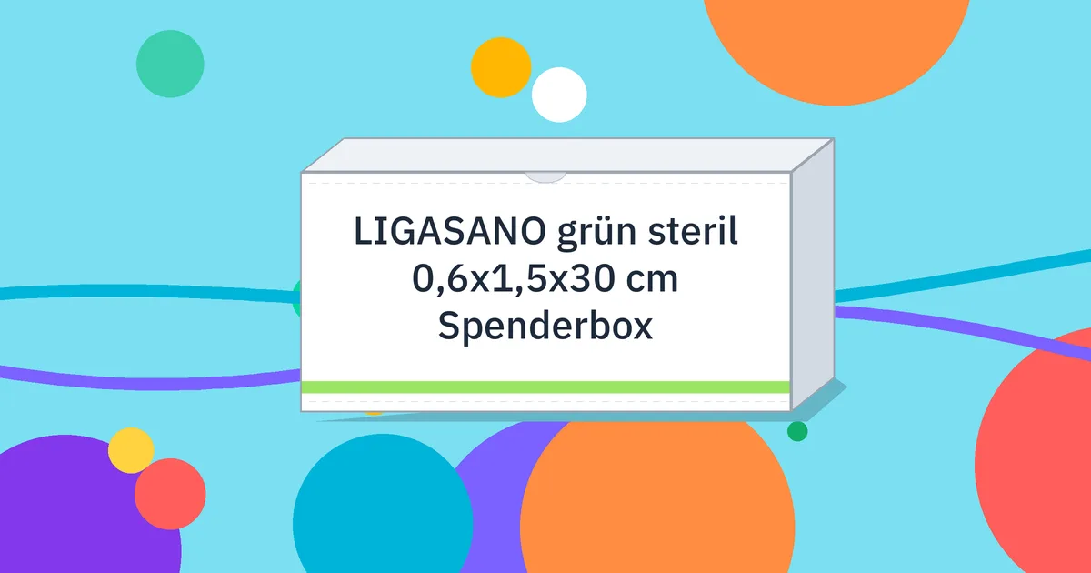 Symbolbild: Packung mit der Aufschrift LIGASANO grün steril 0,6x1,5x30 cm Spenderbox (PZN 17251835) – Verfügbarkeit und Bezug in Apotheken in Frankfurt am Main