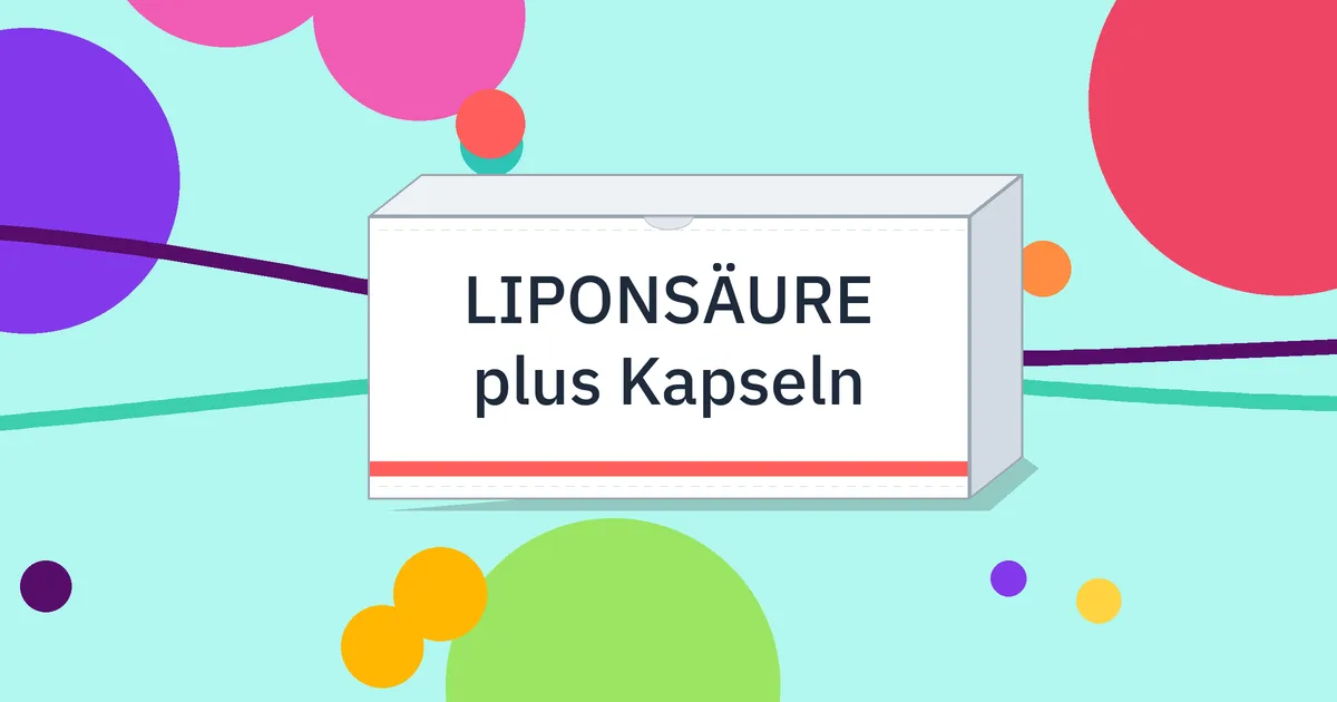 Symbolbild: Packung mit der Aufschrift LIPONSÄURE plus Kapseln (PZN 06556589) – Verfügbarkeit und Bezug in Apotheken in Frankfurt am Main