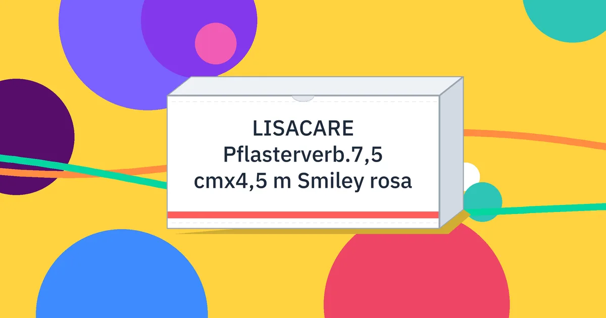 Symbolbild: Packung mit der Aufschrift LISACARE Pflasterverb.7,5 cmx4,5 m Smiley rosa (PZN 17892847) – Verfügbarkeit und Bezug in Apotheken in Frankfurt am Main