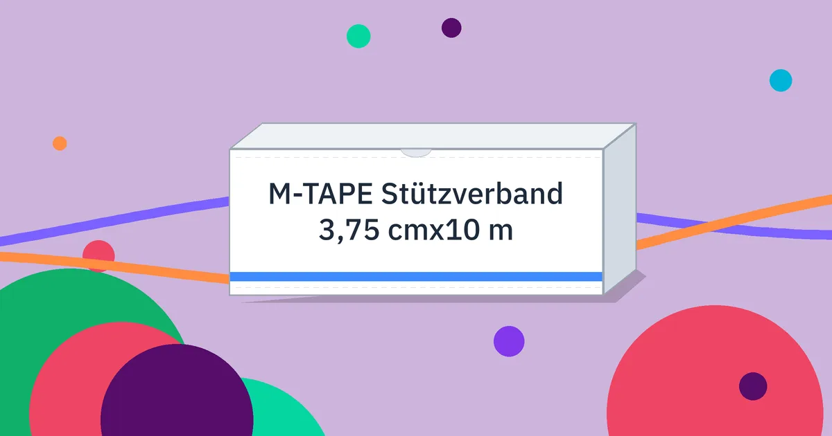 Symbolbild: Packung mit der Aufschrift M-TAPE Stützverband 3,75 cmx10 m (PZN 02512520) – Verfügbarkeit und Bezug in Apotheken in Frankfurt am Main