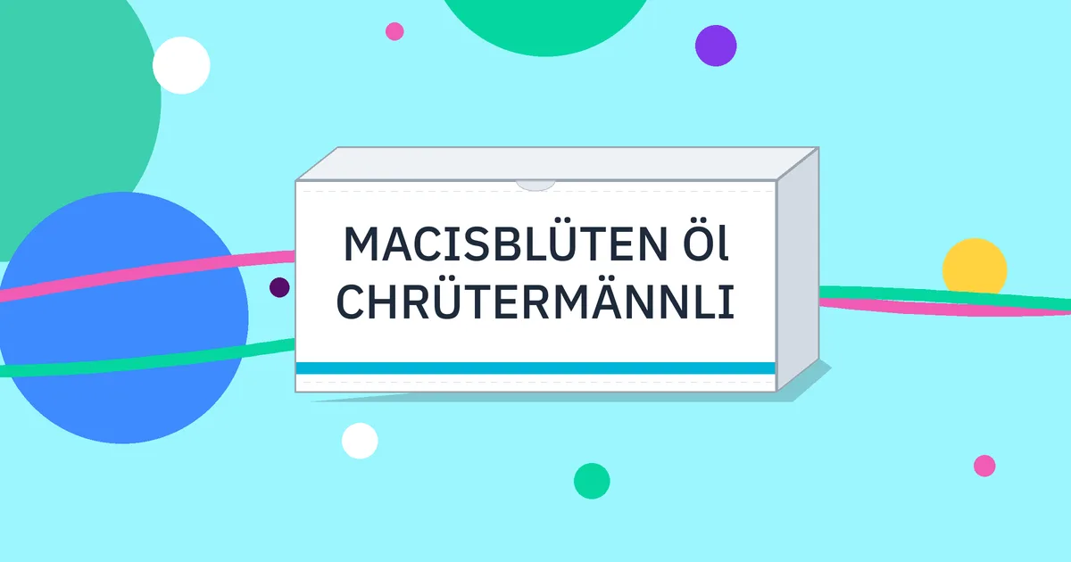 Symbolbild: Packung mit der Aufschrift MACISBLÜTEN Öl CHRÜTERMÄNNLI (PZN 07196911) – Verfügbarkeit und Bezug in Apotheken in Frankfurt am Main