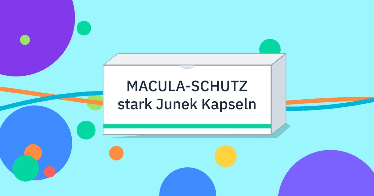 Symbolbild: Packung mit der Aufschrift MACULA-SCHUTZ stark Junek Kapseln (PZN 05529283) – Verfügbarkeit und Bezug in Apotheken in Frankfurt am Main