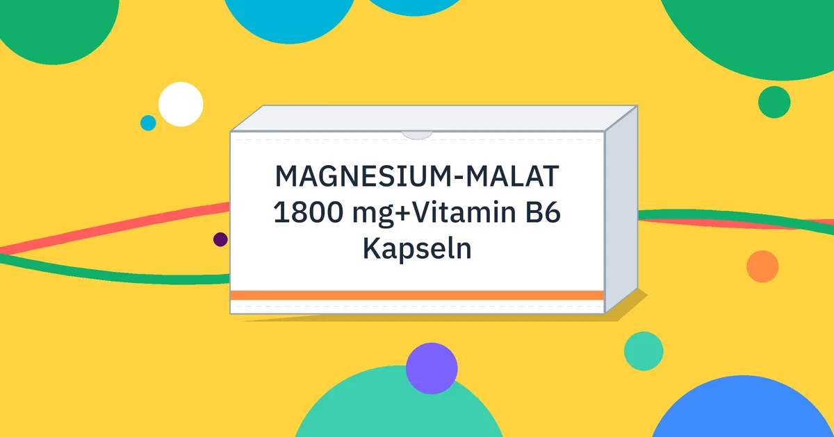 Symbolbild: Packung mit der Aufschrift MAGNESIUM-MALAT 1800 mg+Vitamin B6 Kapseln (PZN 20314048) – Verfügbarkeit und Bezug in Apotheken in Frankfurt am Main