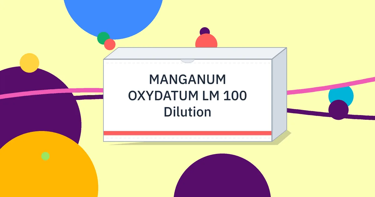 Symbolbild: Packung mit der Aufschrift MANGANUM OXYDATUM LM 100 Dilution (PZN 12944918) – Verfügbarkeit und Bezug in Apotheken in Frankfurt am Main