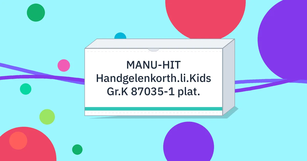 Symbolbild: Packung mit der Aufschrift MANU-HIT Handgelenkorth.li.Kids Gr.K 87035-1 plat. (PZN 11017914) – Verfügbarkeit und Bezug in Apotheken in Frankfurt am Main