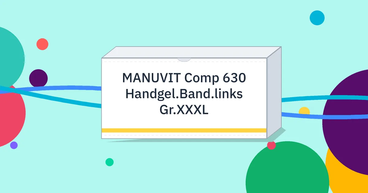Symbolbild: Packung mit der Aufschrift MANUVIT Comp 630 Handgel.Band.links Gr.XXXL (PZN 09399050) – Verfügbarkeit und Bezug in Apotheken in Frankfurt am Main