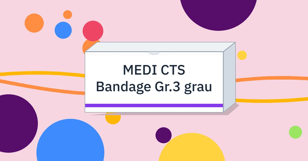 Symbolbild: Packung mit der Aufschrift MEDI CTS Bandage Gr.3 grau (PZN 07644858) – Verfügbarkeit und Bezug in Apotheken in Frankfurt am Main