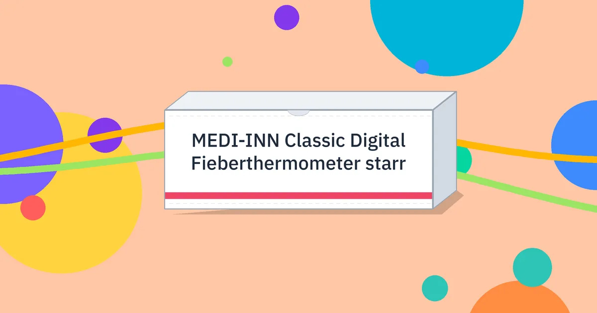Symbolbild: Packung mit der Aufschrift MEDI-INN Classic Digital Fieberthermometer starr (PZN 18657858) – Verfügbarkeit und Bezug in Apotheken in Frankfurt am Main