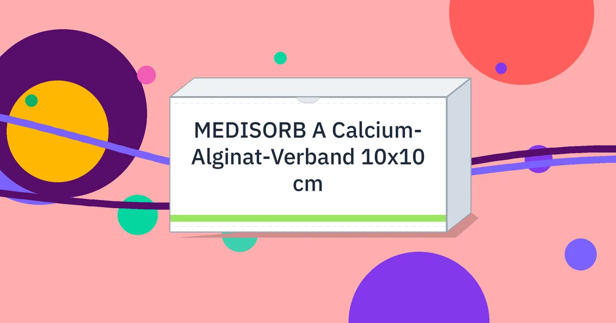 Symbolbild: Packung mit der Aufschrift MEDISORB A Calcium-Alginat-Verband 10x10 cm (PZN 16327424) – Verfügbarkeit und Bezug in Apotheken in Frankfurt am Main