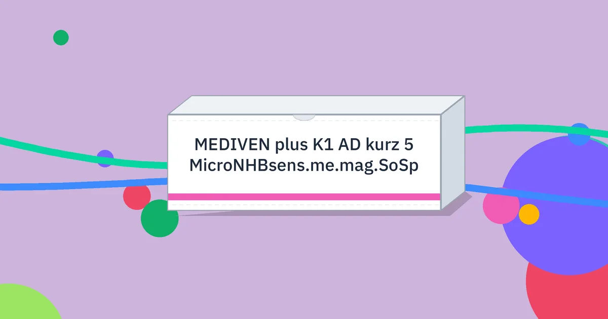 Symbolbild: Packung mit der Aufschrift MEDIVEN plus K1 AD kurz 5 MicroNHBsens.me.mag.SoSp (PZN 15907007) – Verfügbarkeit und Bezug in Apotheken in Frankfurt am Main