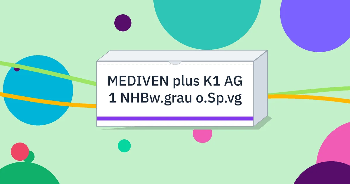 Symbolbild: Packung mit der Aufschrift MEDIVEN plus K1 AG 1 NHBw.grau o.Sp.vg (PZN 18939344) – Verfügbarkeit und Bezug in Apotheken in Frankfurt am Main