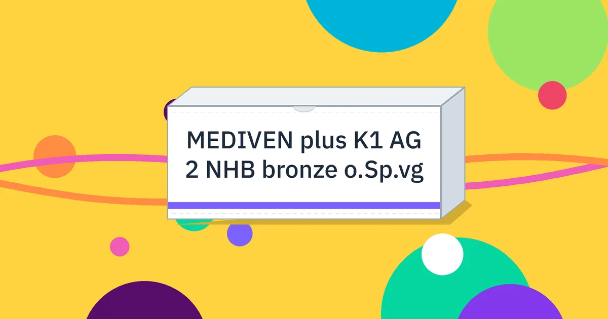Symbolbild: Packung mit der Aufschrift MEDIVEN plus K1 AG 2 NHB bronze o.Sp.vg (PZN 15922018) – Verfügbarkeit und Bezug in Apotheken in Frankfurt am Main