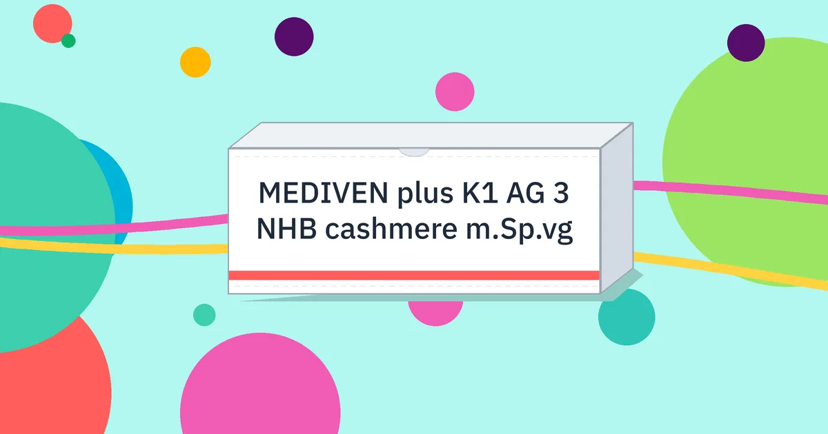 Symbolbild: Packung mit der Aufschrift MEDIVEN plus K1 AG 3 NHB cashmere m.Sp.vg (PZN 15921438) – Verfügbarkeit und Bezug in Apotheken in Frankfurt am Main