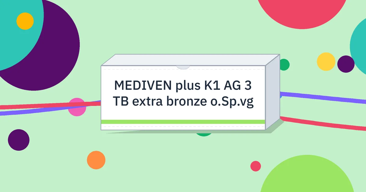Symbolbild: Packung mit der Aufschrift MEDIVEN plus K1 AG 3 TB extra bronze o.Sp.vg (PZN 15063070) – Verfügbarkeit und Bezug in Apotheken in Frankfurt am Main