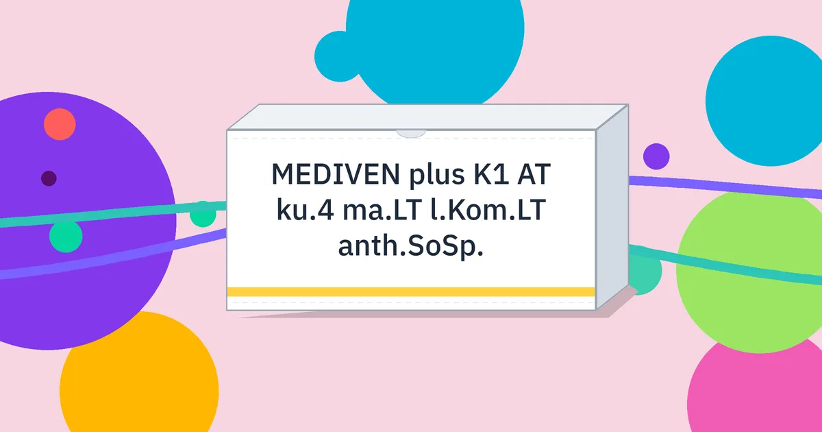 Symbolbild: Packung mit der Aufschrift MEDIVEN plus K1 AT ku.4 ma.LT l.Kom.LT anth.SoSp. (PZN 15071603) – Verfügbarkeit und Bezug in Apotheken in Frankfurt am Main
